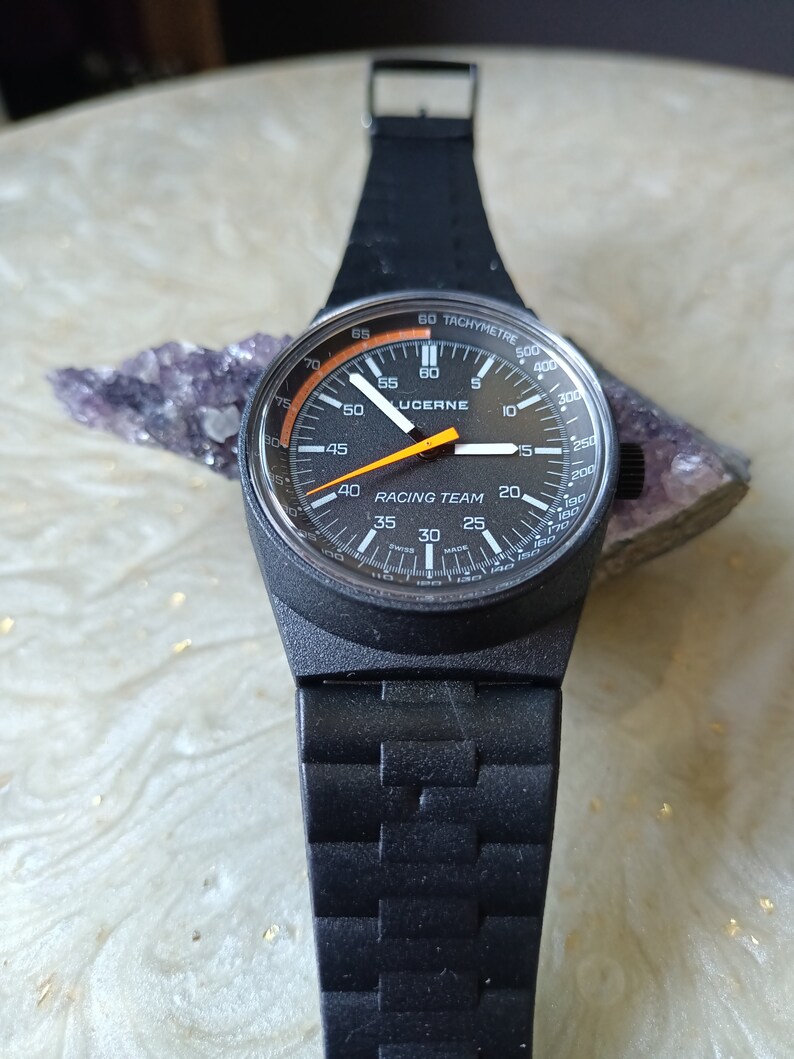 Rare Vintage Swiss NOS Lucerne Racing Team TACHYMETER SCALE Watch Men ...