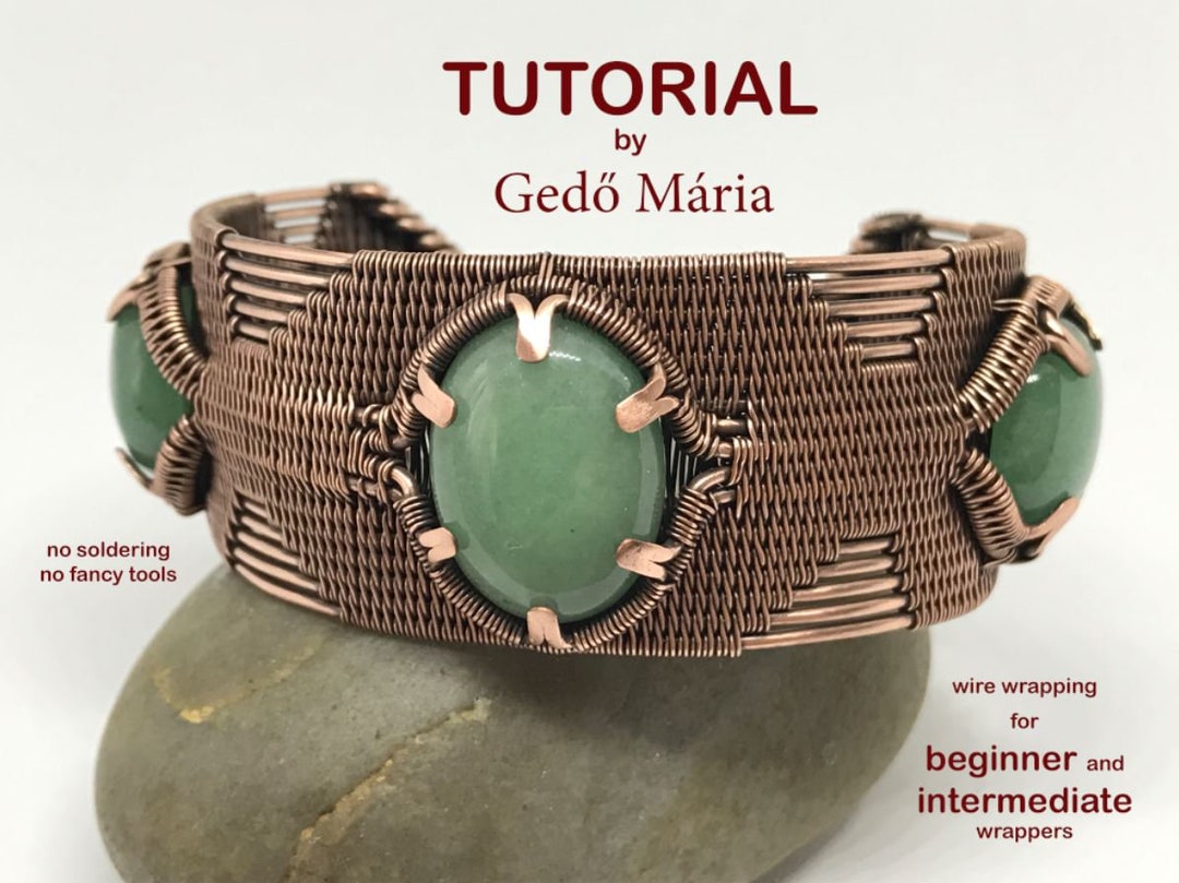 TUTORIAL - Wire Wrapped Cuff Bracelet - Prong Setting - Downloadable ...