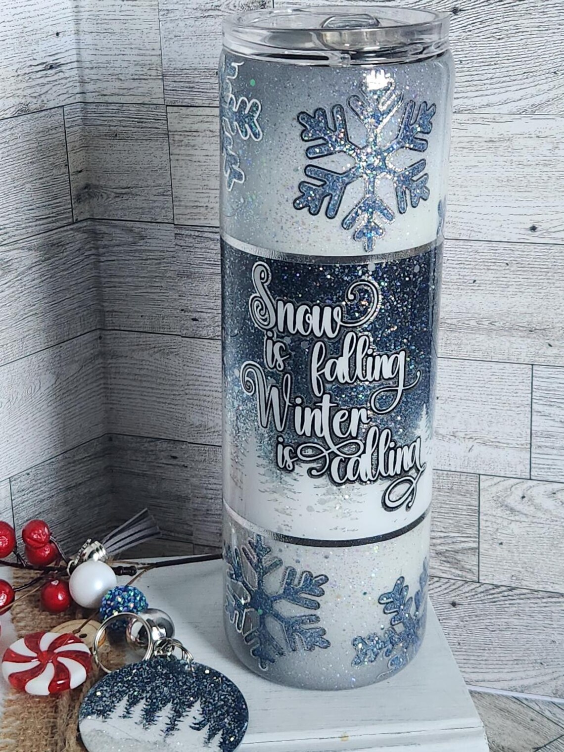 Winter is Calling Peekaboo Glitter Tumbler/ Winter Scene Tumbler - Etsy