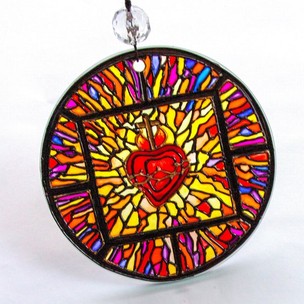 Stained Glass Sacred Heart of Jesus - Etsy