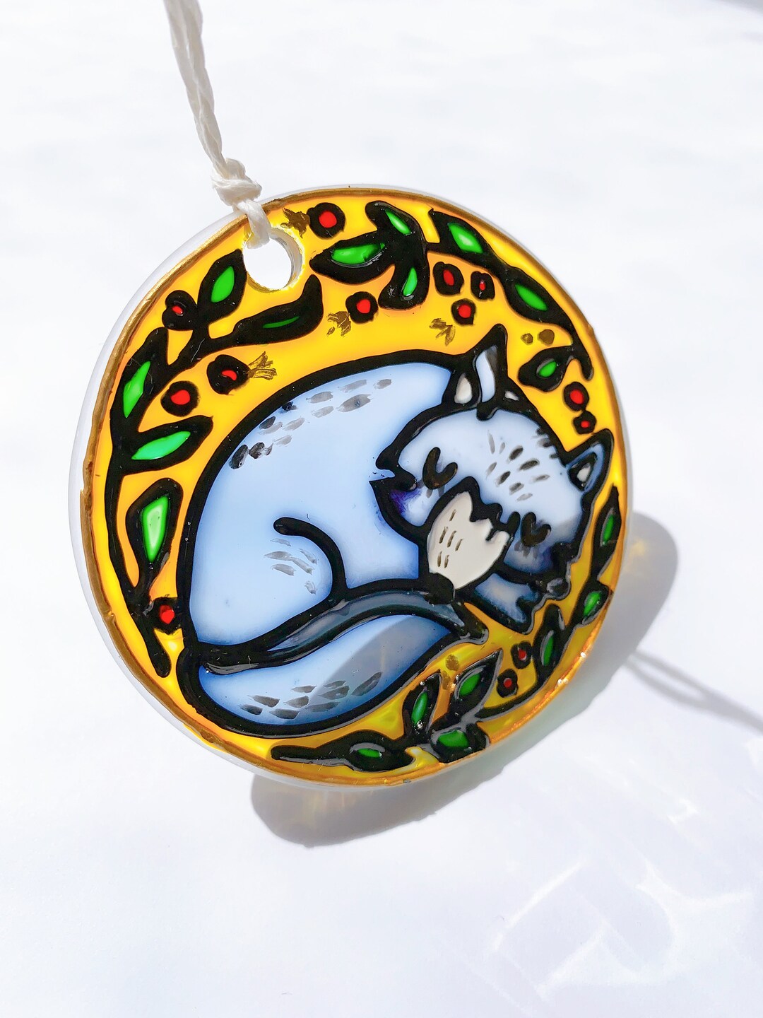 Stained Glass Wolf Suncatcher, Wolf Gift, Glass Wolf Ornament, Custom ...