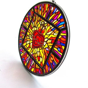 Stain Glass Suncatcher Religious Art Gift, Sacred Heart of Jesus ...