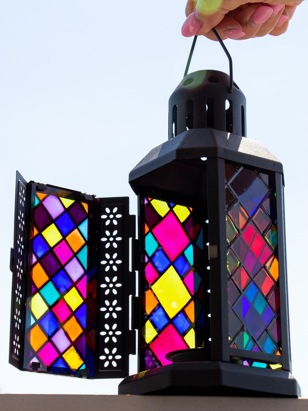 Lantern for Candles Christmas Decoration Colorful Glass - Etsy