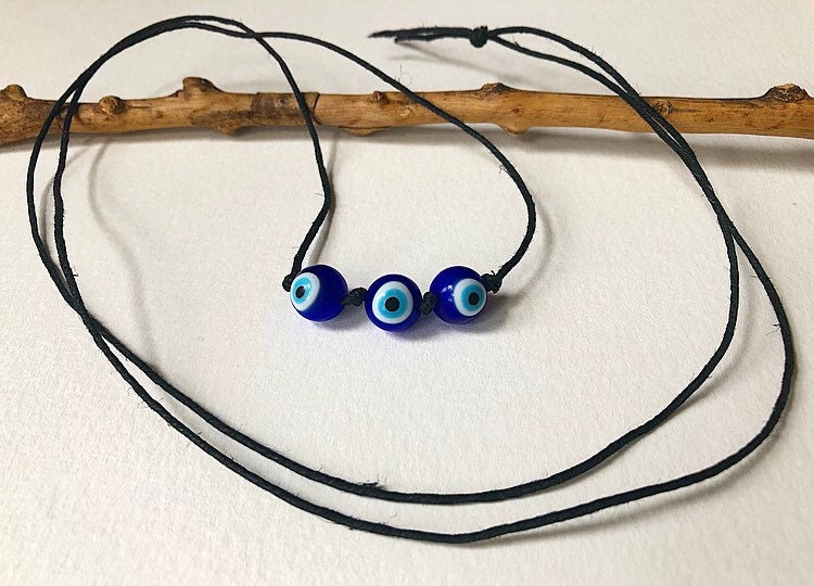 Three Evil Eye Cord Necklace | Etsy
