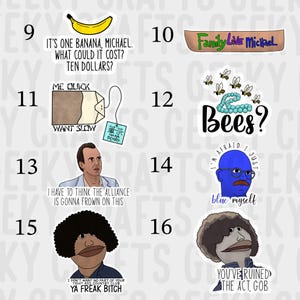 Choose Your Sticker 15 Pack Arrested Development Inspired Stickers - Etsy
