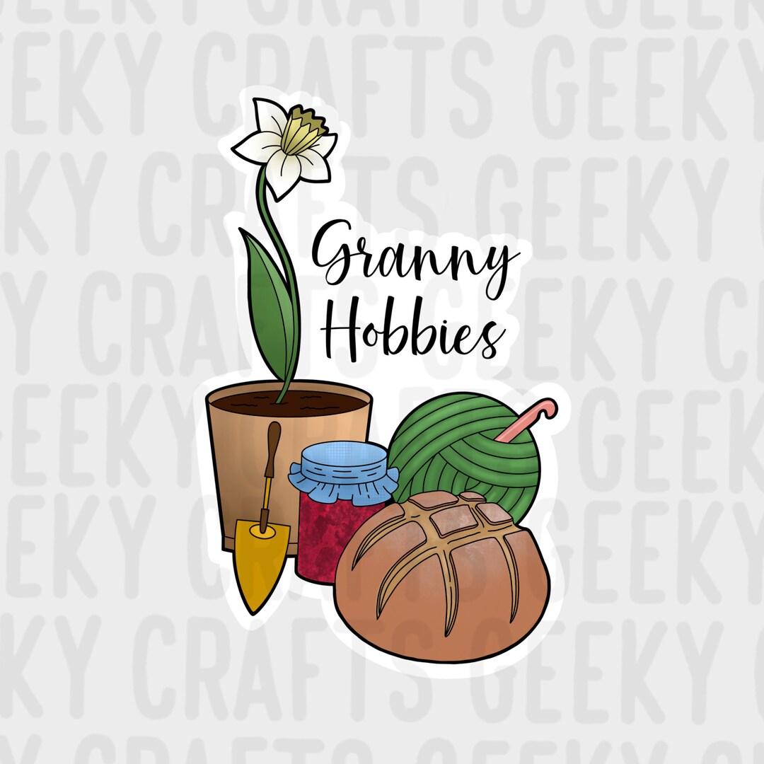 Holographic Granny Hobbies Vinyl Sticker - Etsy