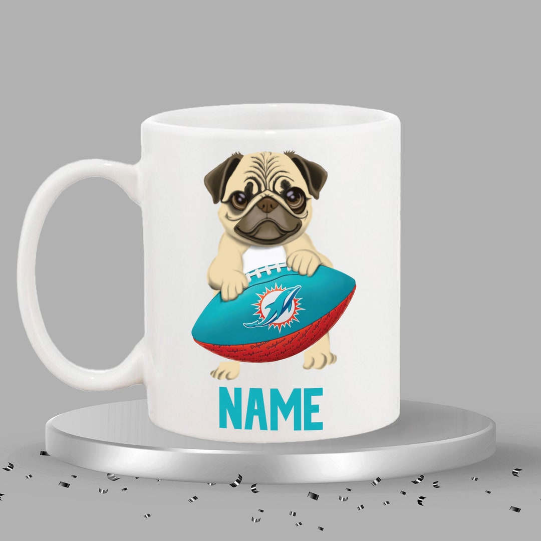 Personalized Pug Coffee Mug - Miami Dolphins Theme - Etsy