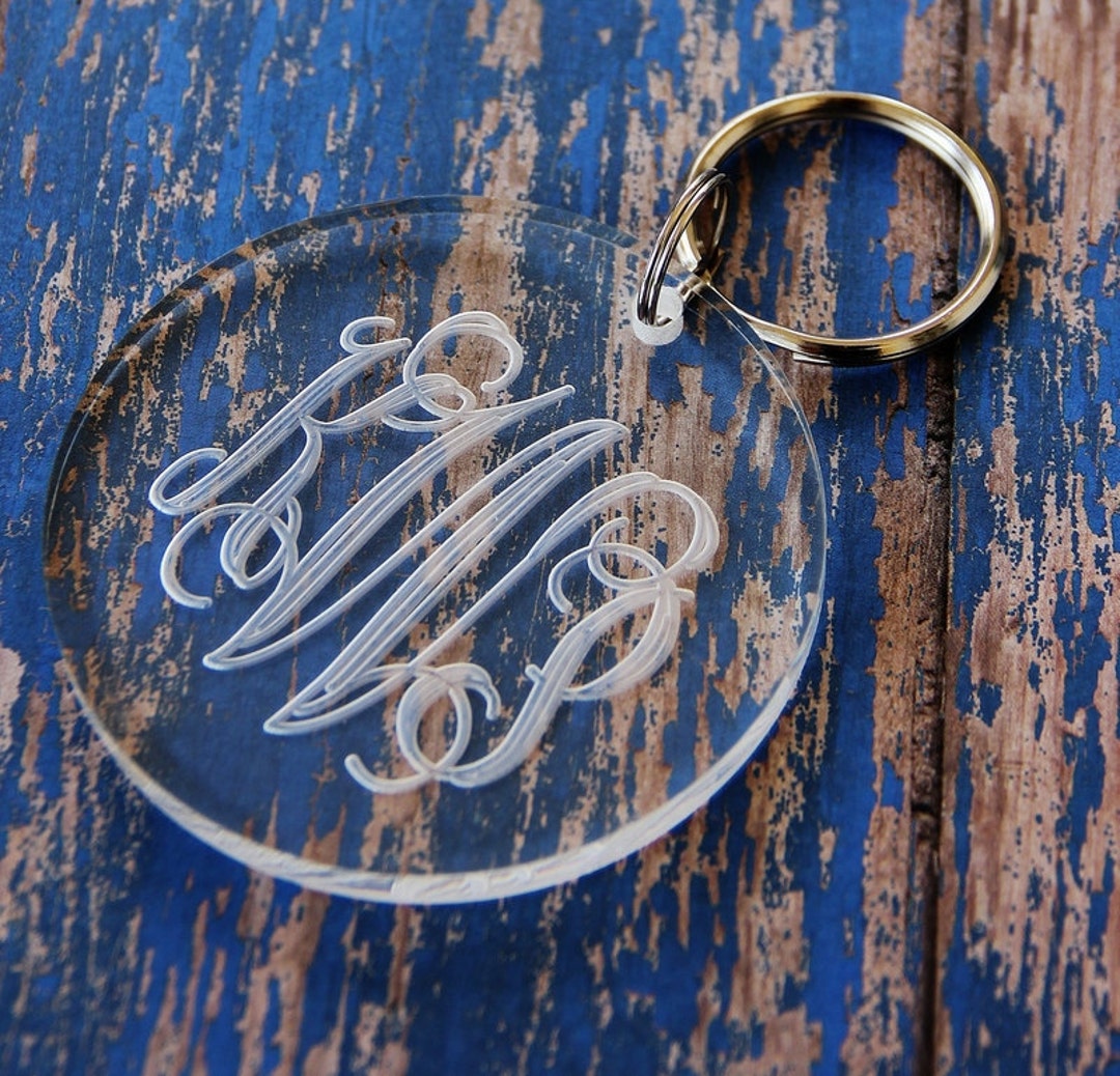 Monogram Key Chain, Round Acrylic Key Ring, Grad Gift, Gift Tag, Gift ...