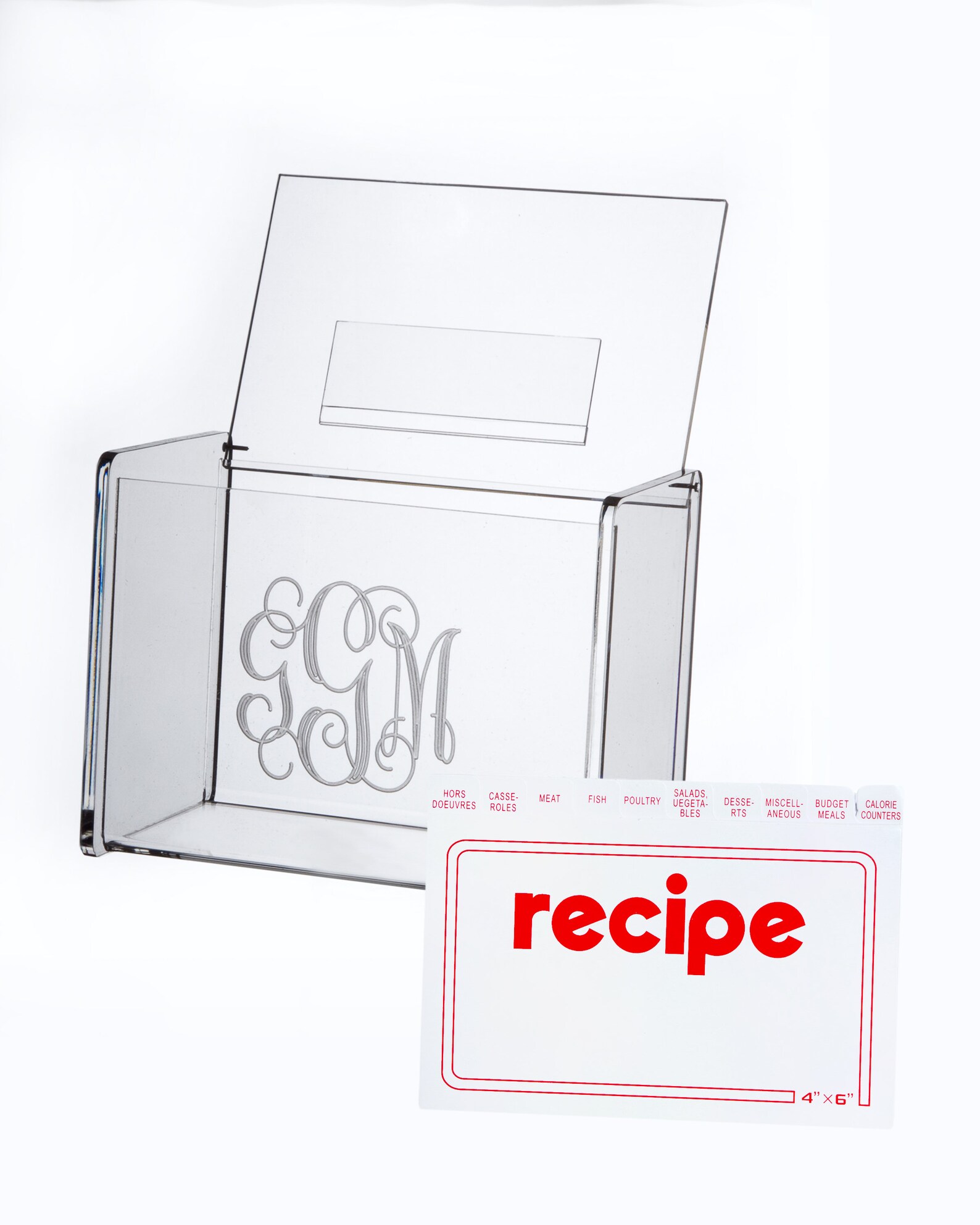 Monogrammed Acrylic Recipe Box Personalized Gifts Wedding | Etsy