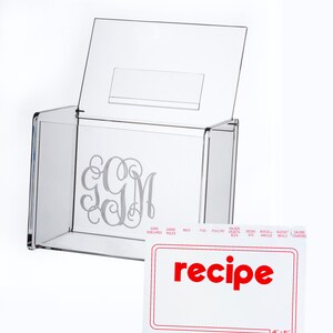 Monogrammed Acrylic Recipe Box Personalized Acrylic Recipe - Etsy