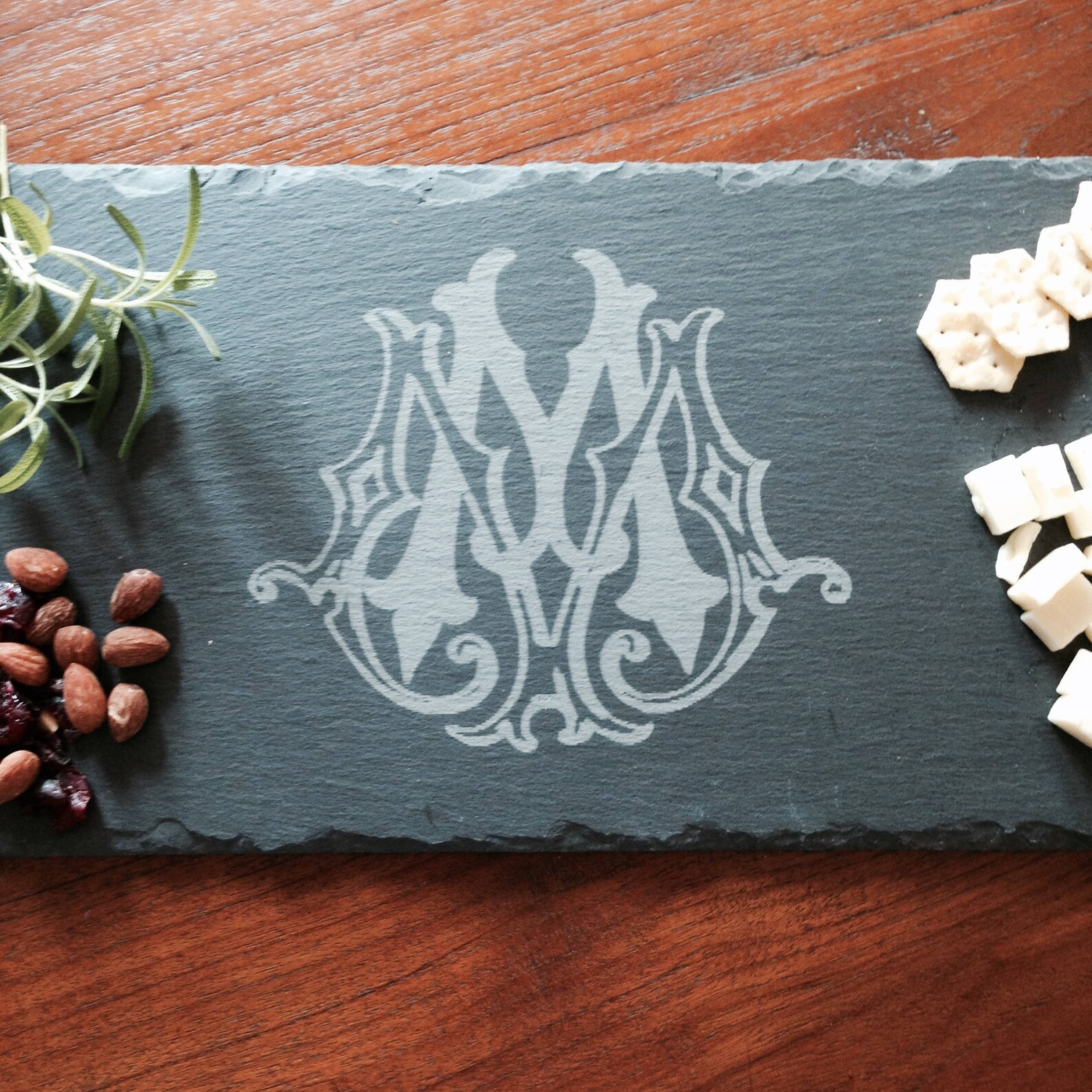 SMALL Personalized Slate Cheese Board Monogram Slate Server - Etsy