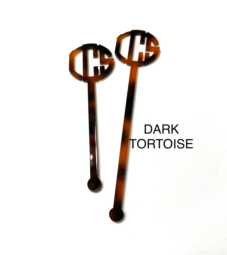 Monogram Tortoise Swizzle Stick Set of Eight // Personalized - Etsy