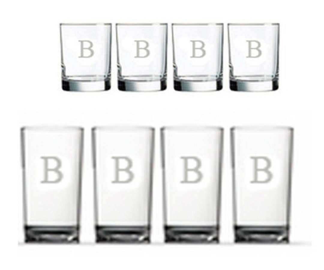Set of 8 Monogrammed Glasses, Engraved Acrylic - Etsy