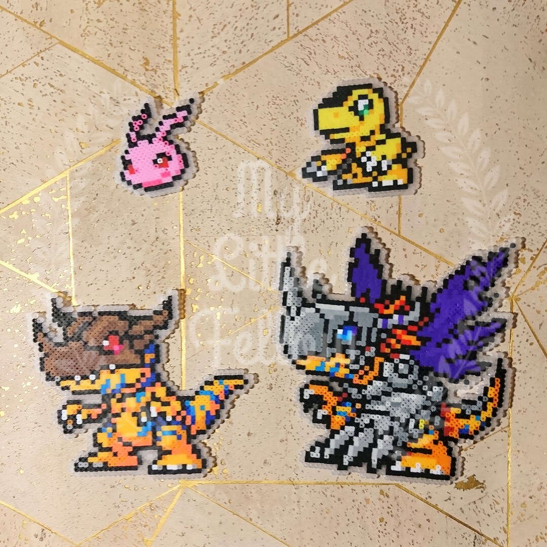 Perler Art* Digimon Zipper Charm - Agumon & Evolutions - Etsy