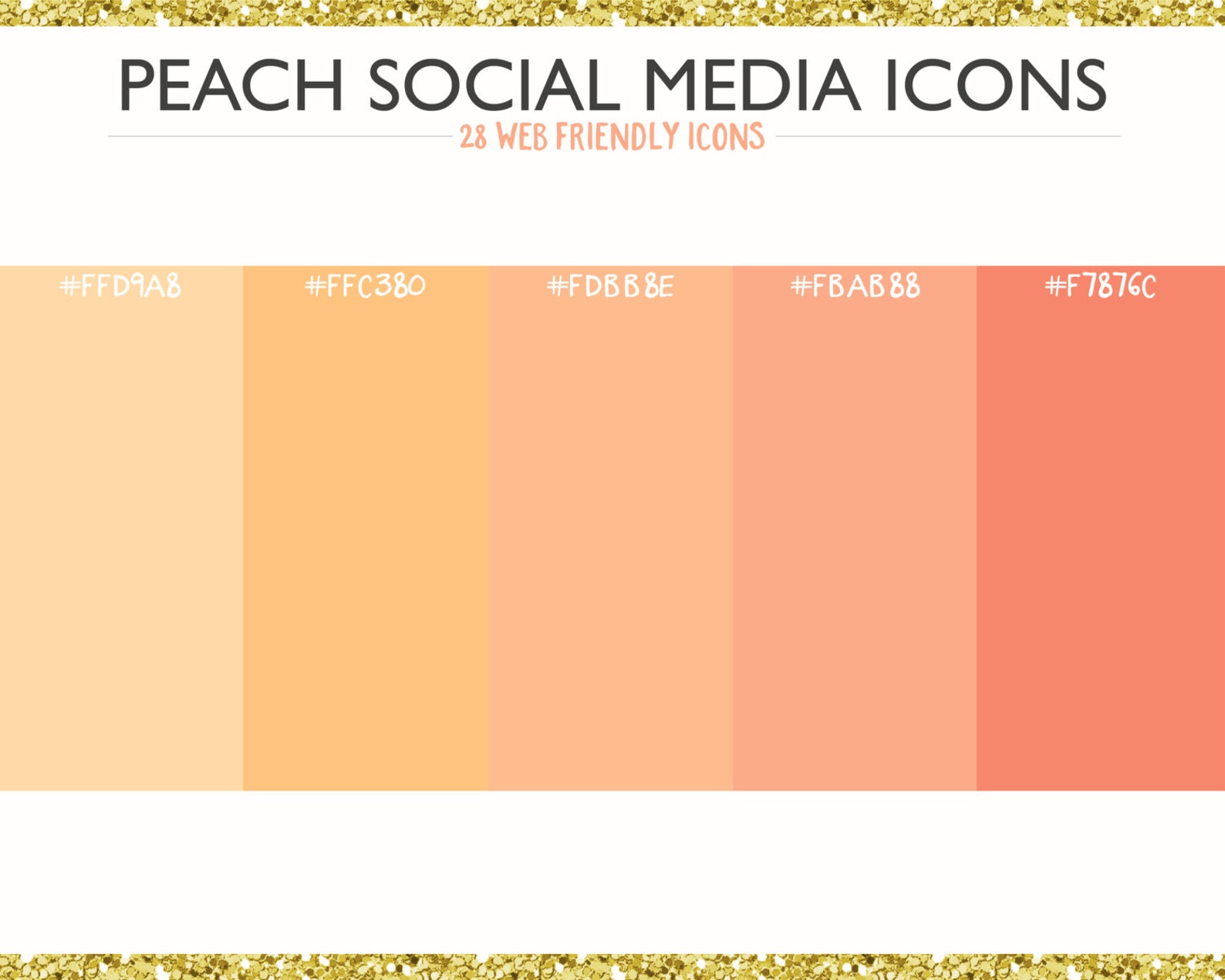 560 Social Media Icons! Peach - PNG Files- Digital Download- Blog ...