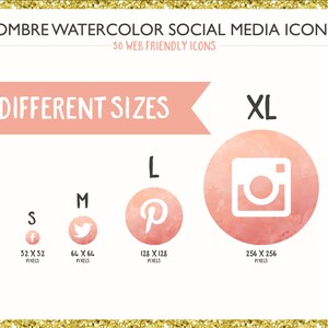 120 Pink Ombre Watercolor Social Media Icons! PNG Files- Digital ...