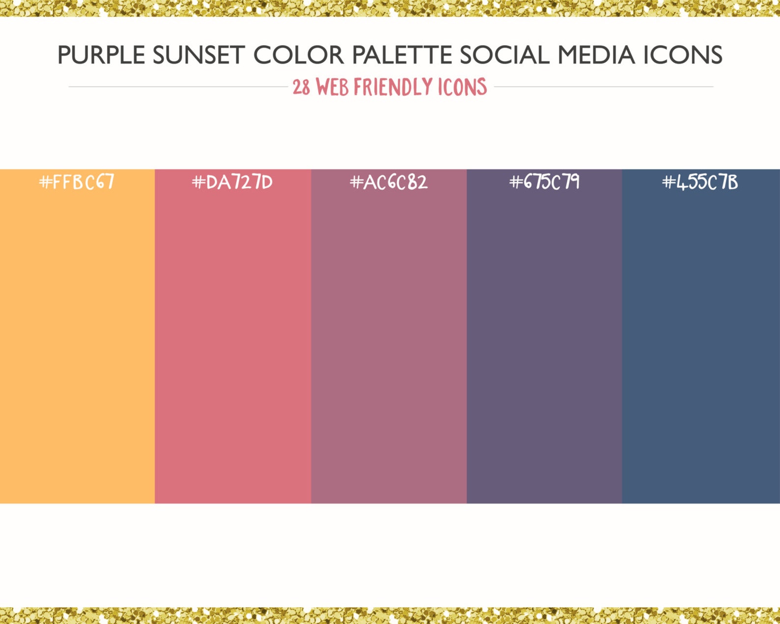 560 Social Media Icons Purple Sunset Color Palette PNG - Etsy