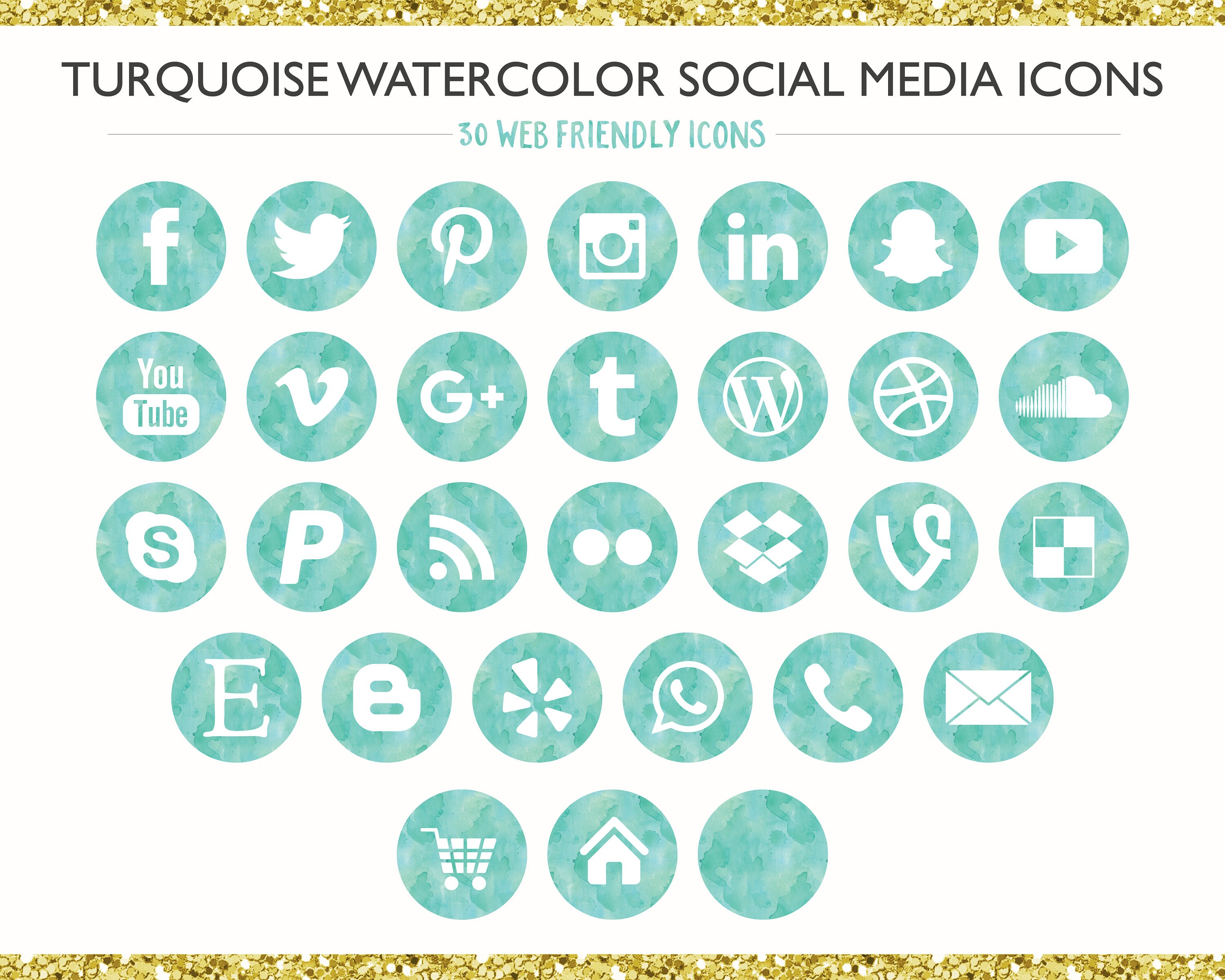 Watercolor Social Media Icons