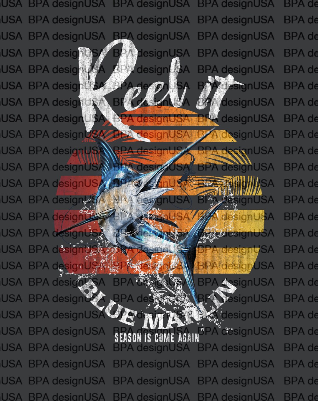 Blue Marlin Reel It PNG Files Digital Sublimation Print Blue Marlin ...