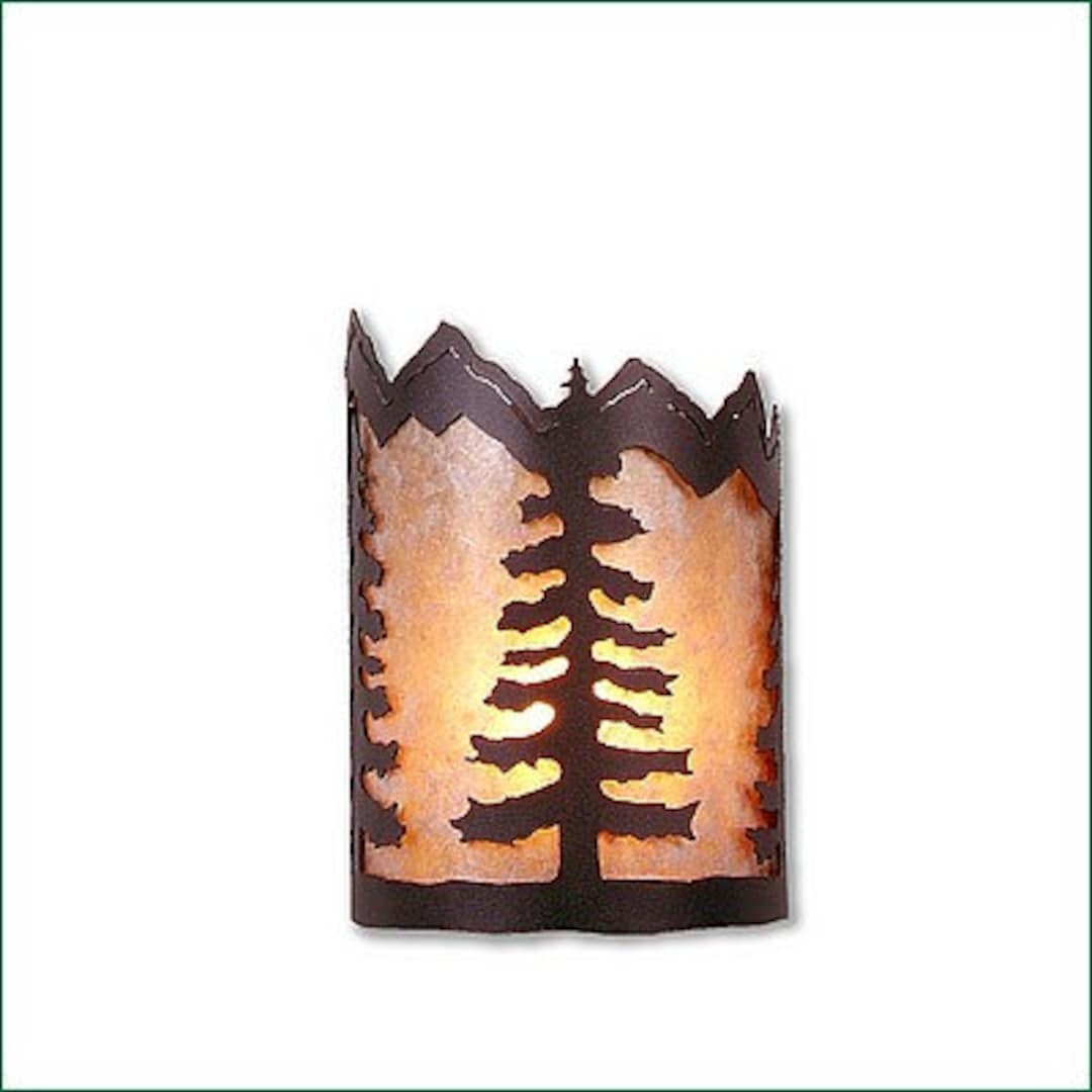 Single Interior Metal Wall Light With Tree Art for Cabin | Made in USA ...