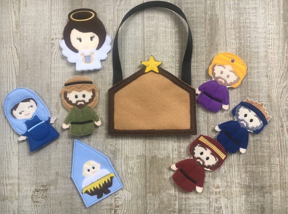 Nativity Finger Puppet Set Christmas Pretend Play Imaginative | Etsy