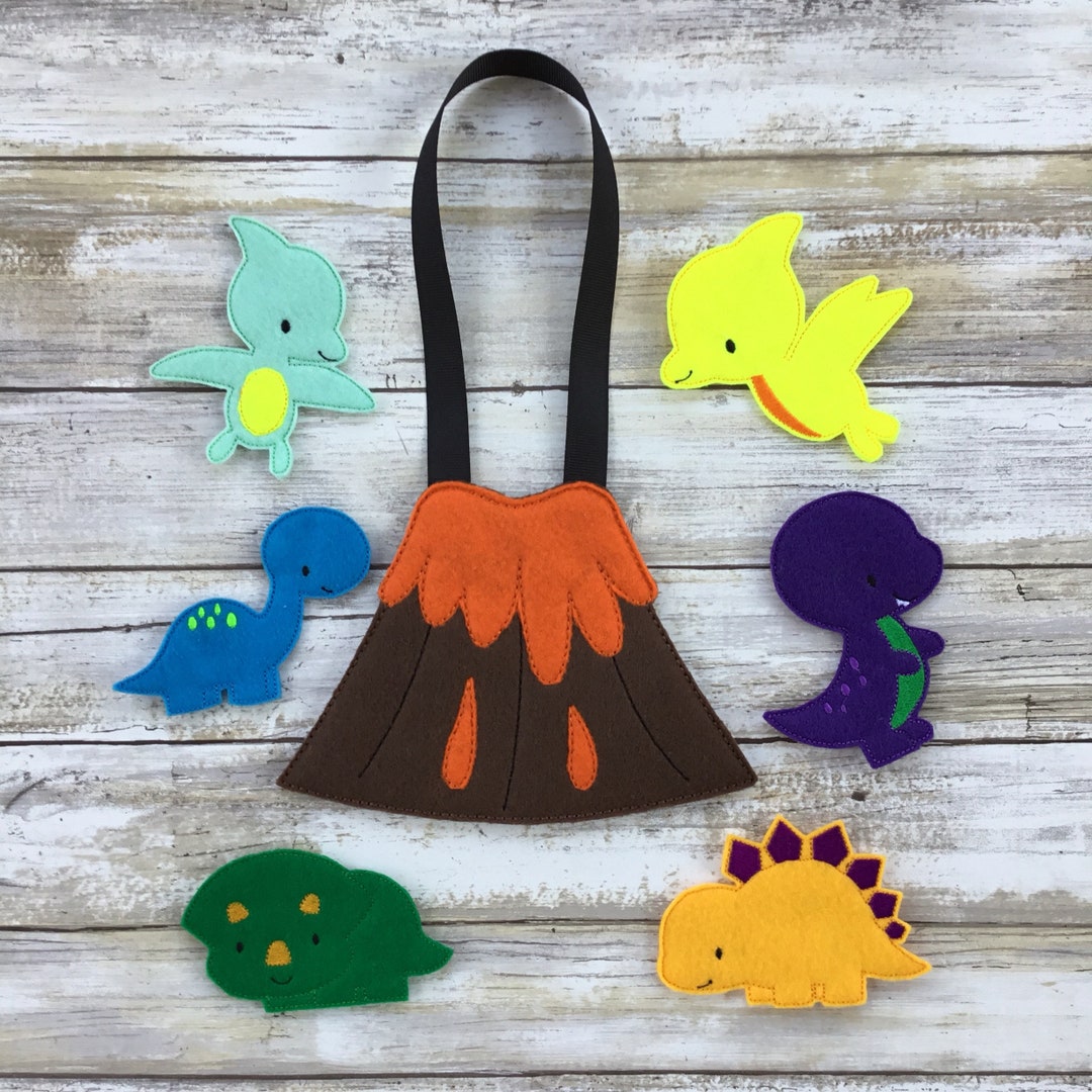 Dinosaur Finger Puppets Pretend Play Imaginative Play Toys Volcano Boys ...