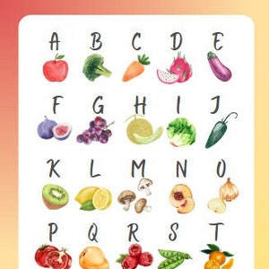 Fruit and Vegetables Alphabet Poster PDF Digital File 11" X 17" - Etsy