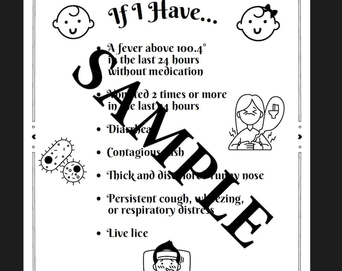 Keep Kids Healthy With Our Daycare Sick Policy Poster – A Must-have for ...