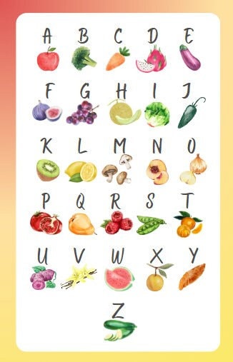 Fruit and Vegetables Alphabet Poster PDF Digital File 11" X 17" - Etsy