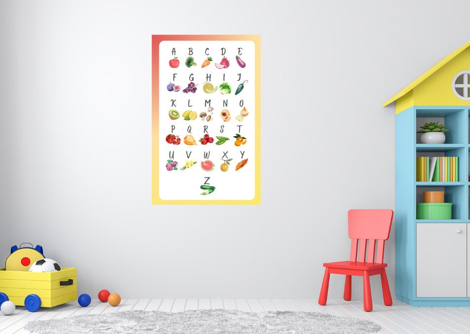 Fruit and Vegetables Alphabet Poster PDF Digital File 11" X 17" - Etsy
