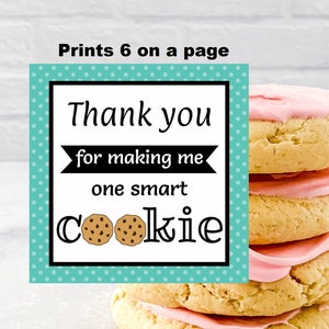 PRINTABLE Cookie Teacher Appreciation Tags, Fathers Day Gift, End of ...