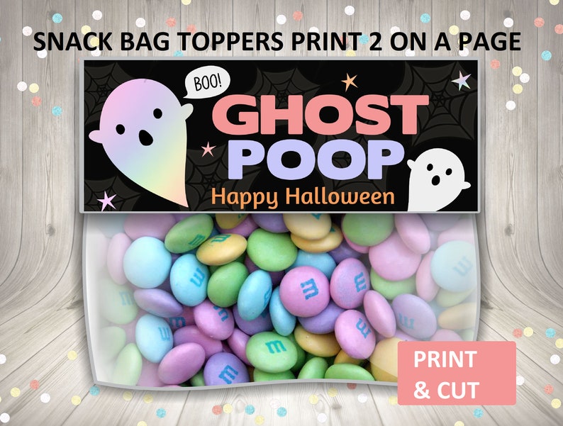 PRINTABLE Ghost Poop Bag Topper, Halloween Treat Bag, Halloween Favors ...