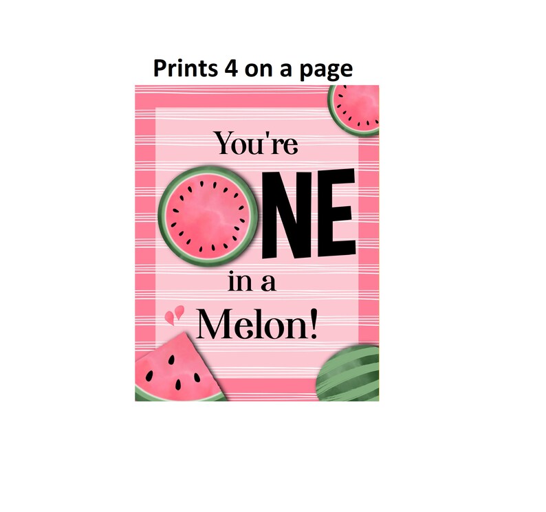 PRINTABLE You're ONE in a Melon Tags Watermelon Thank You - Etsy