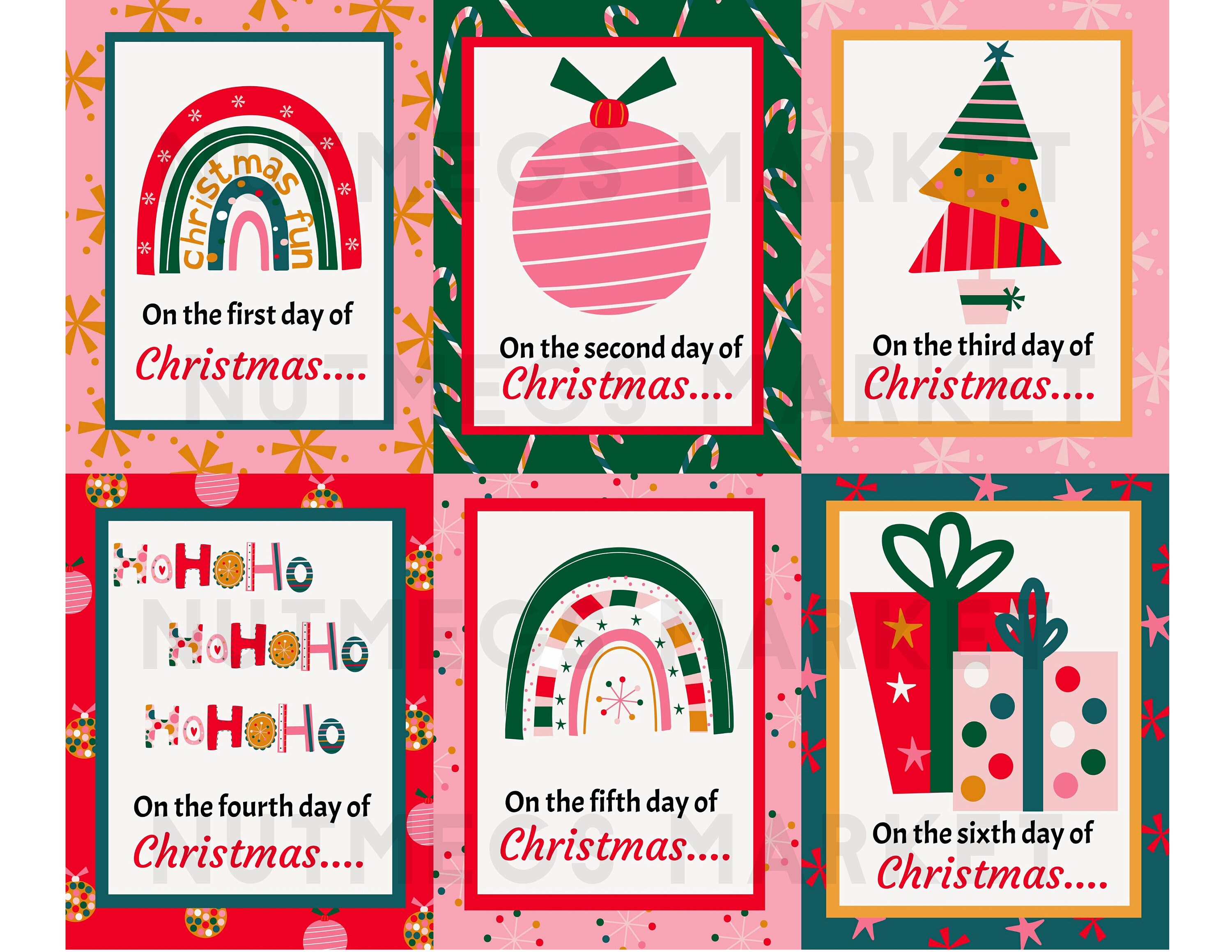 12 Days of Christmas Printable Tags, Secret Santa Labels for Teacher ...