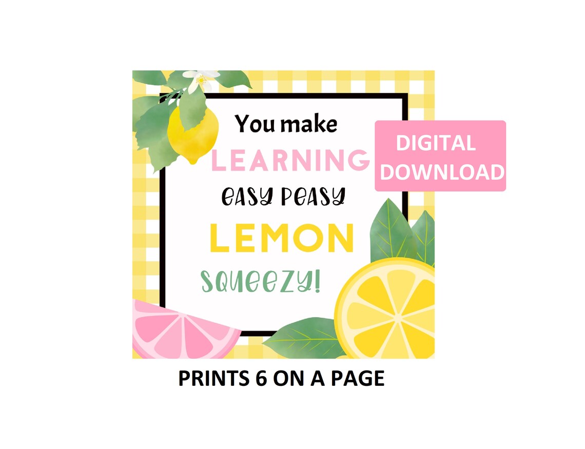 PRINTABLE Lemon Teacher Gift Tags, Teacher Gifts, Teacher Appreciation ...