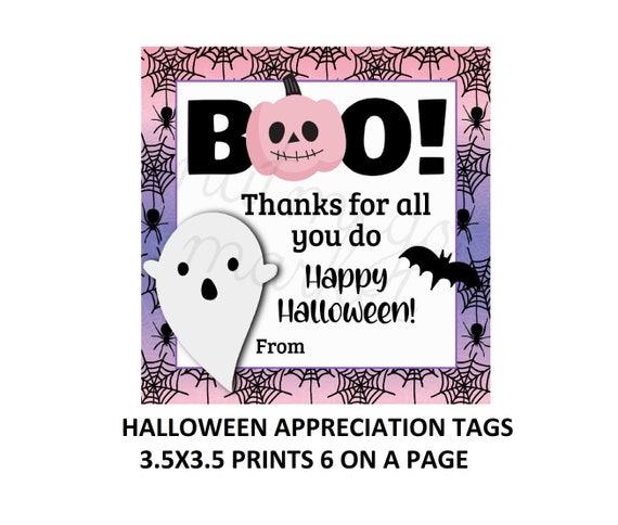 PRINTABLE Halloween Gift Tags Boo Thanks for All You Do | Etsy