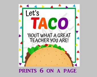 Taco 'bout a Great Teacher!" Printable Gift Tag - Etsy