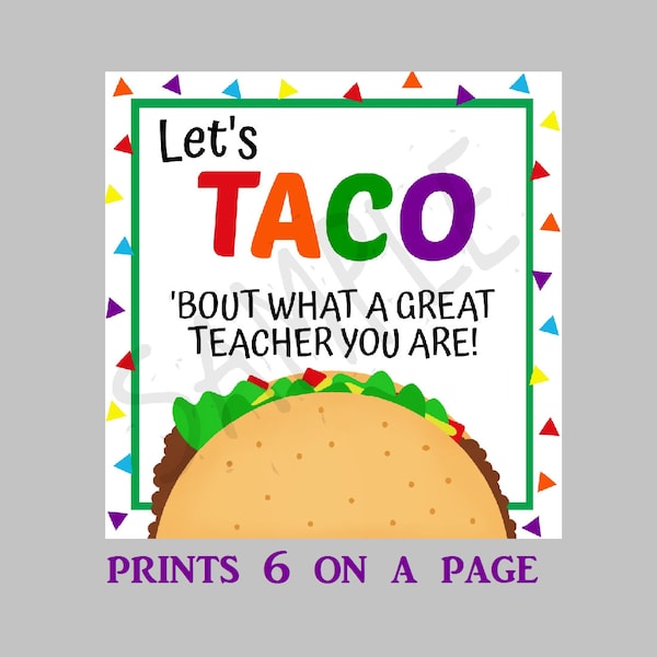 Taco Teacher Appreciation - Etsy