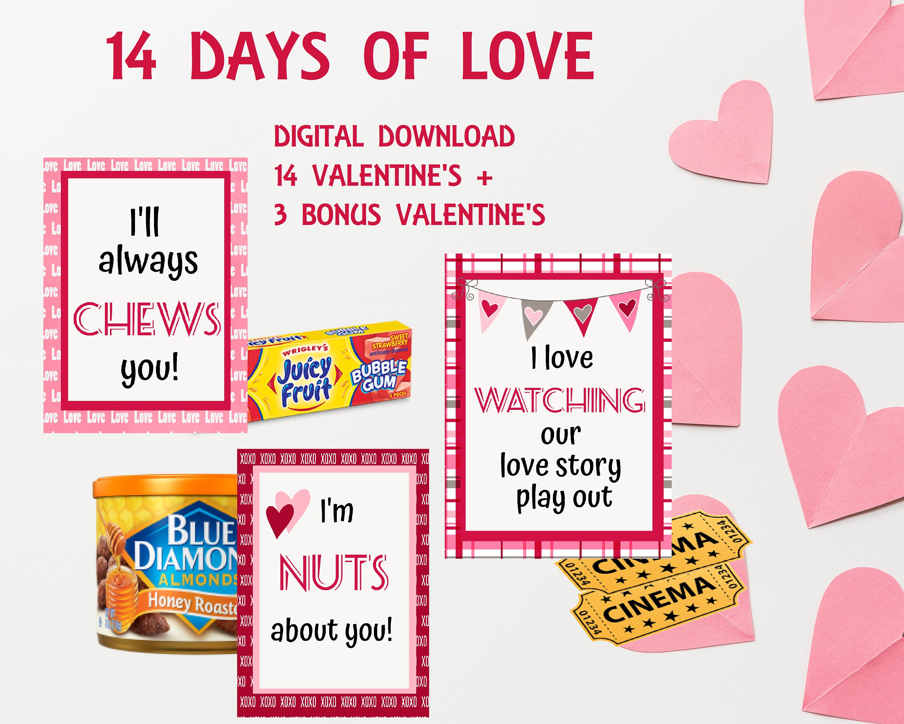 14 Days of Love Cards, Valentines Cards for Couples, PRINTABLE ...