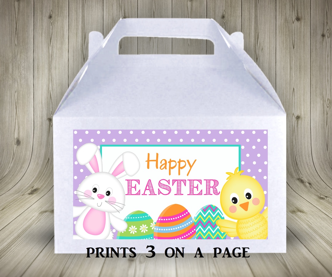 Happy Easter Gable Box Labels, Easter Basket Filler, Easter Gabel Boxes ...