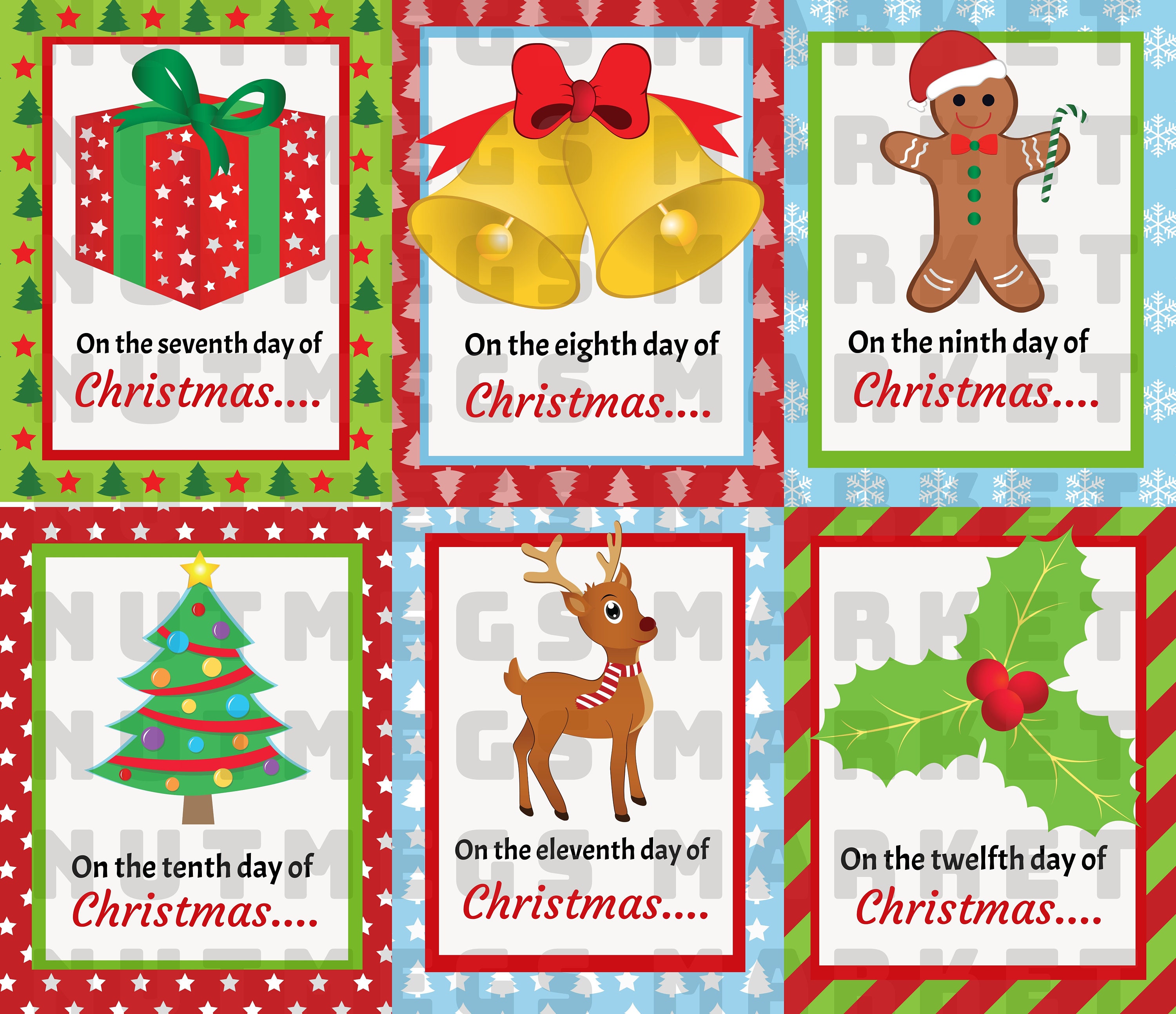 12 Days of Christmas PRINTABLE Tags, Secret Santa Tags for Teacher ...