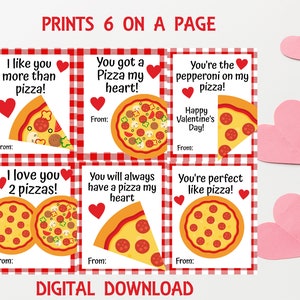 PIZZA Valentines Day Cards, Valentines Cards for Kids Classroom ...