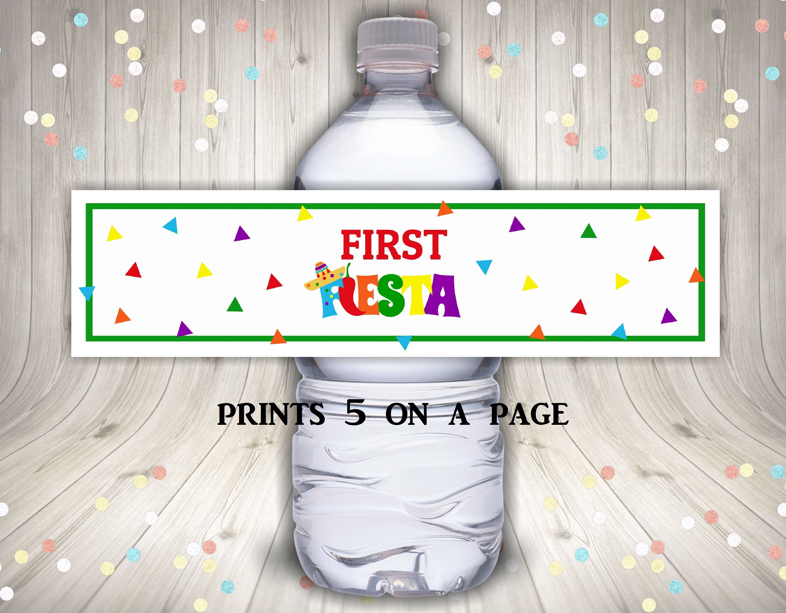 First Fiesta Water Bottle Labels Water Bottle Labels Taco | Etsy