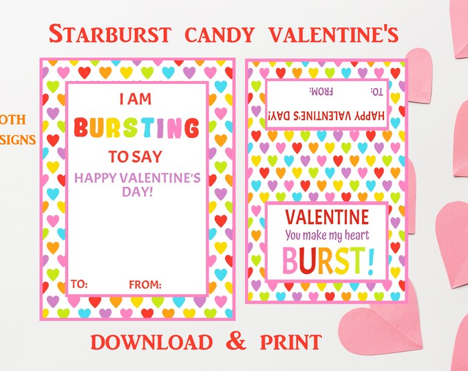 Printable Valentine You Make My Heart Burst! Valentine's Day Bag Topper ...