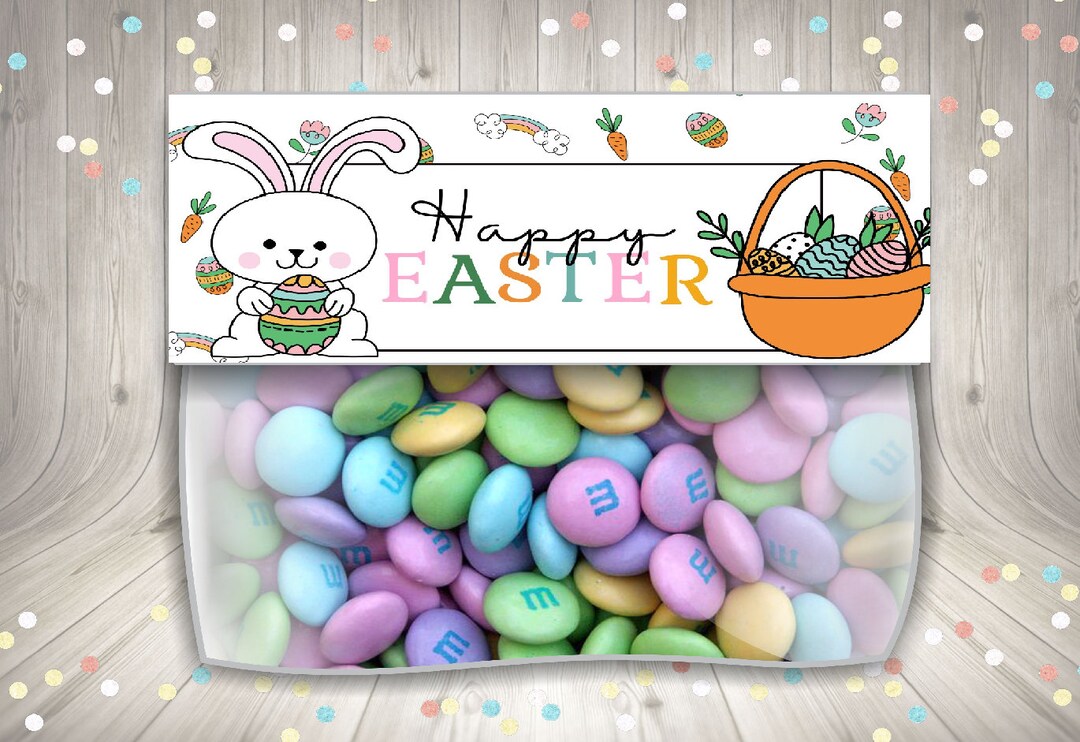 Happy Easter Treat Bag Topper, Easter Basket Filler, Teacher Treat Bag ...