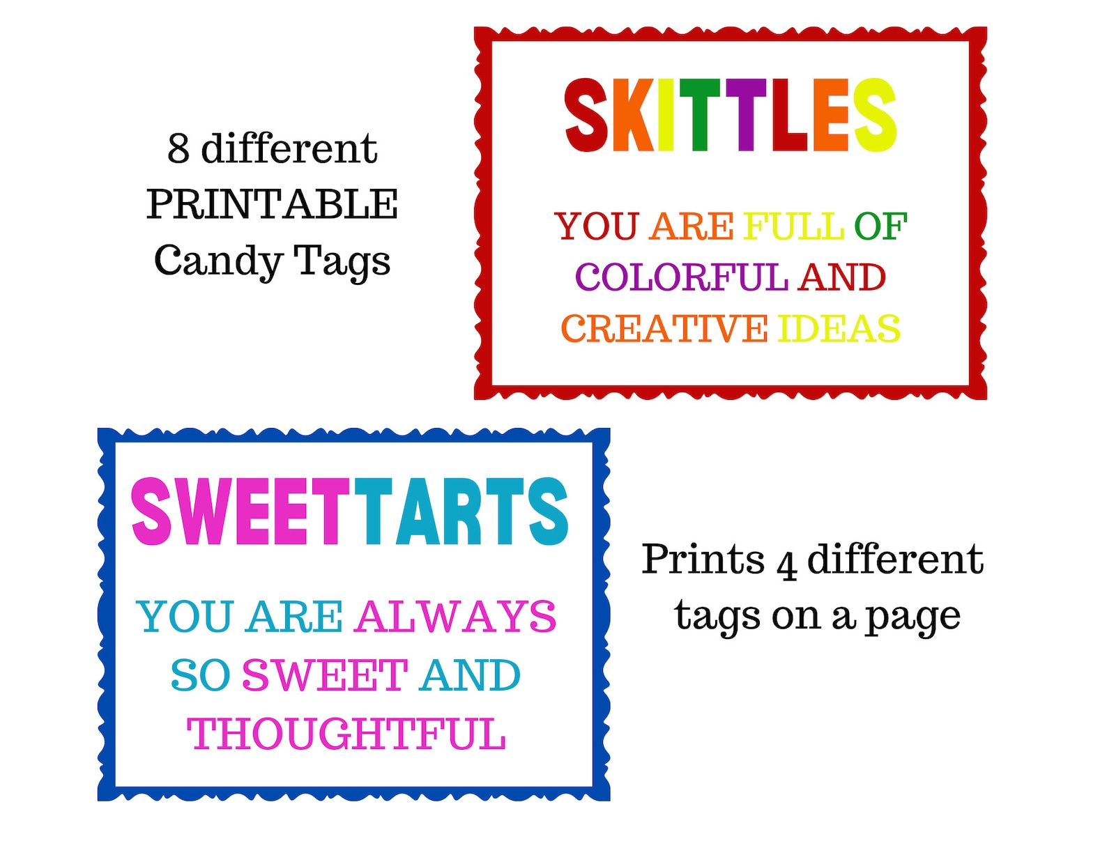 Printable Candy Tags, Sweet Awards for Work Church and School, Gift ...