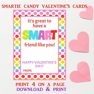 SMARTIES Candy Valentine, PRINTABLE Valentine, School Valentine Cards ...