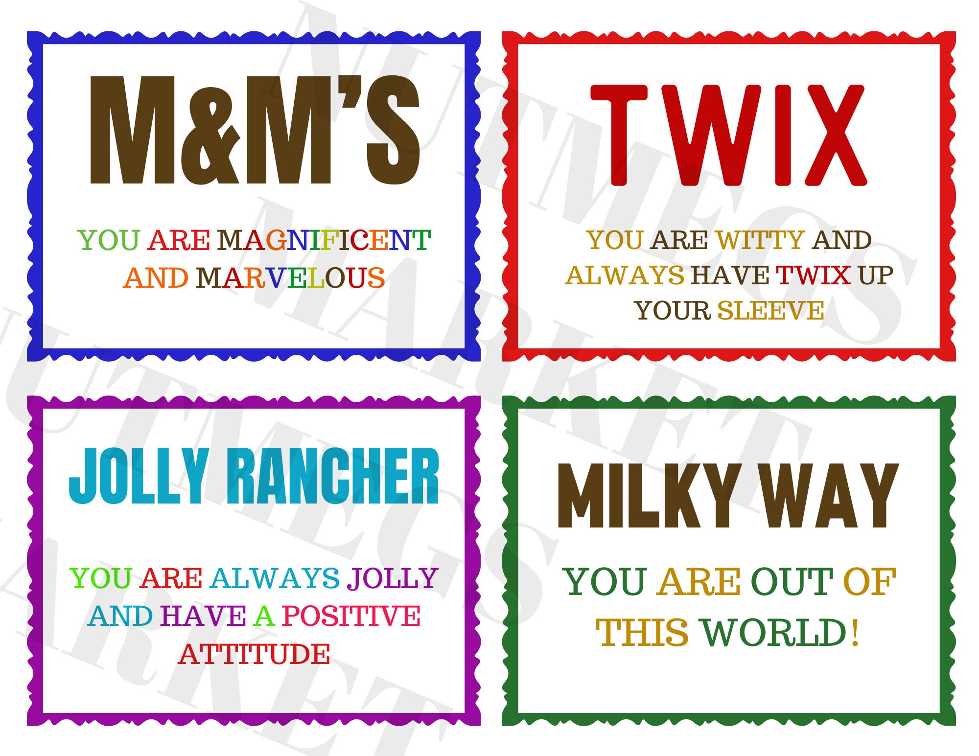 Printable Candy Tags, Sweet Awards for Work Church and School, Gift ...