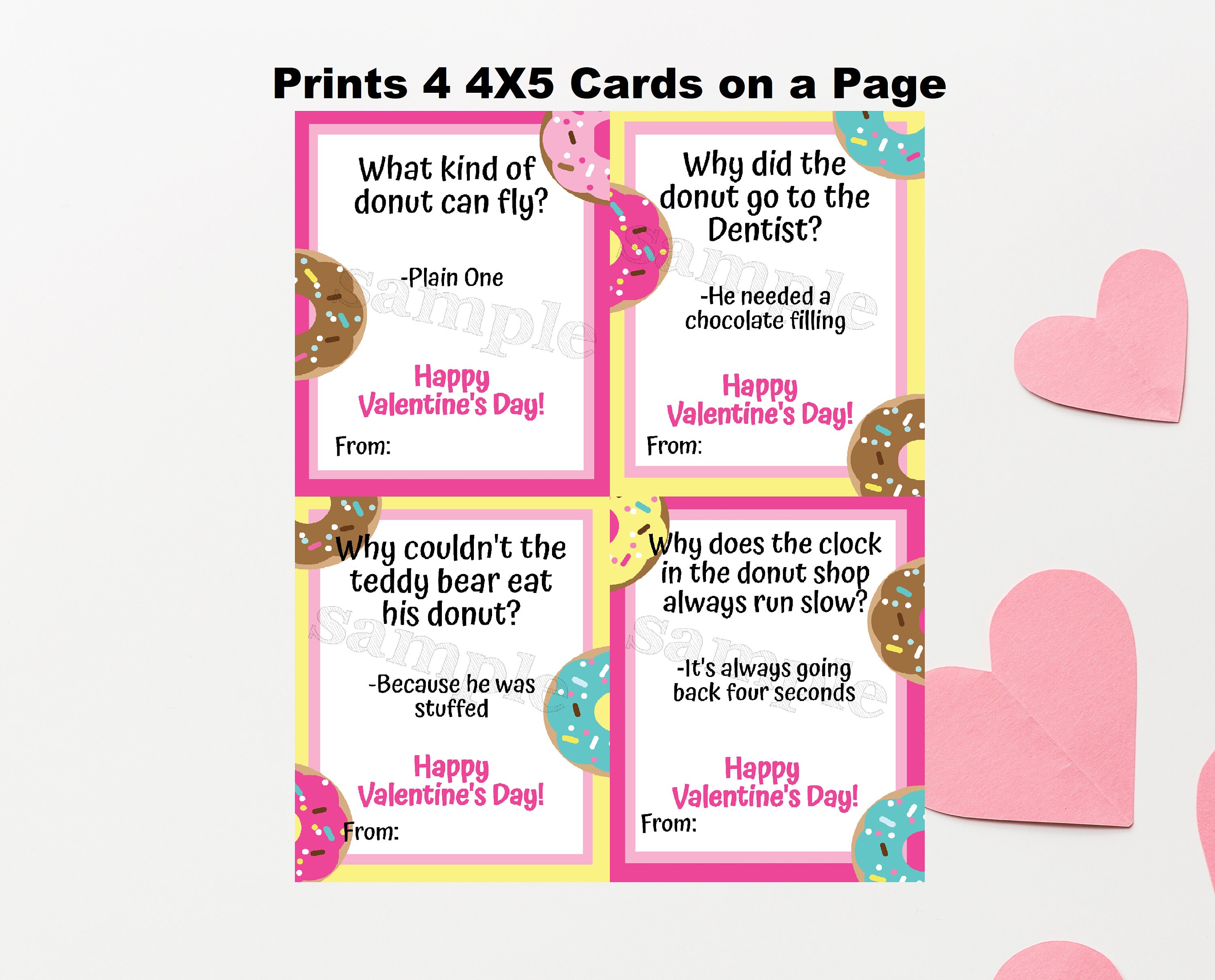 Funny Donut Valentines Day Cards, Valentines Cards for Kids Classroom ...