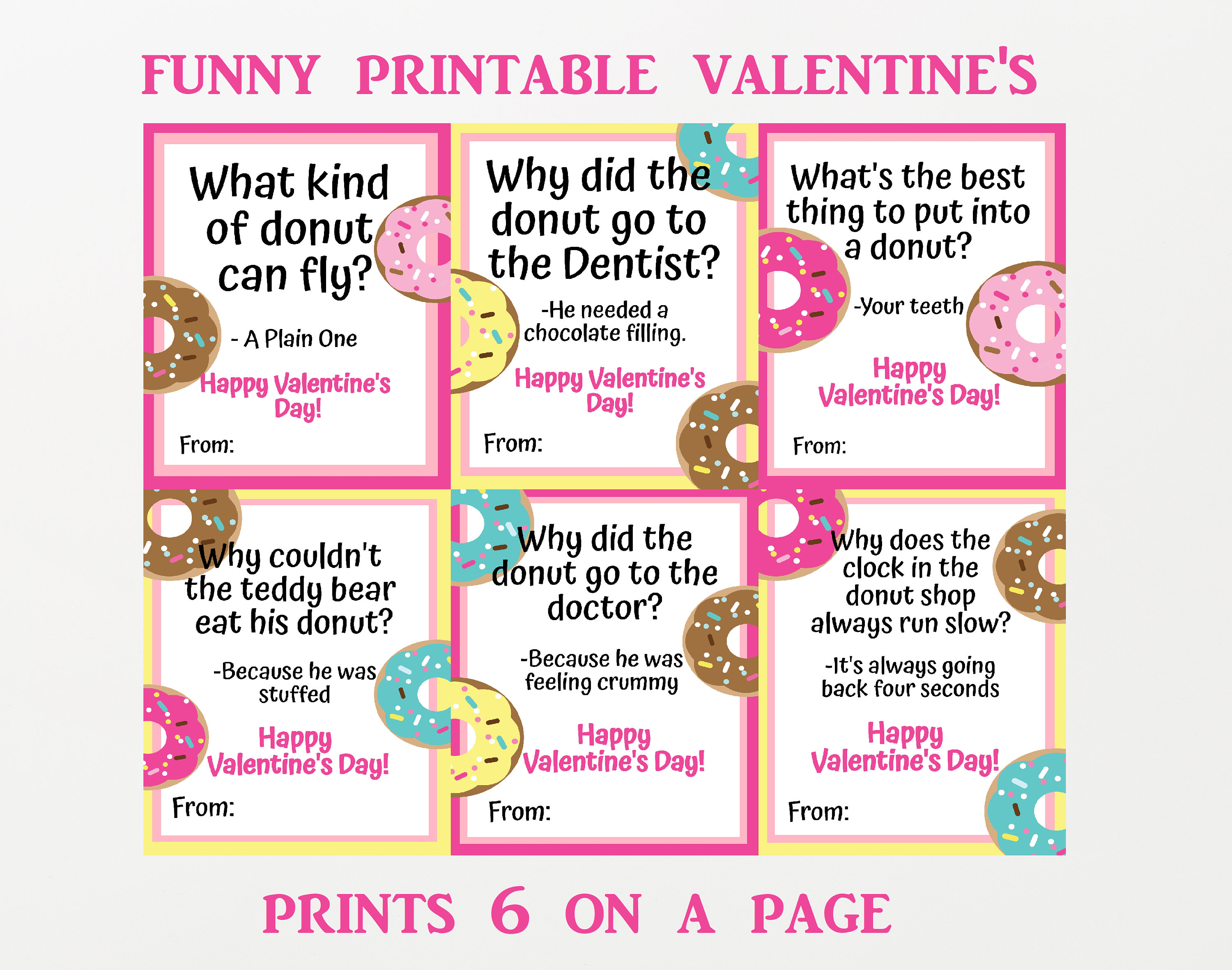 Funny Donut Valentines Day Cards, Valentines Cards for Kids Classroom ...